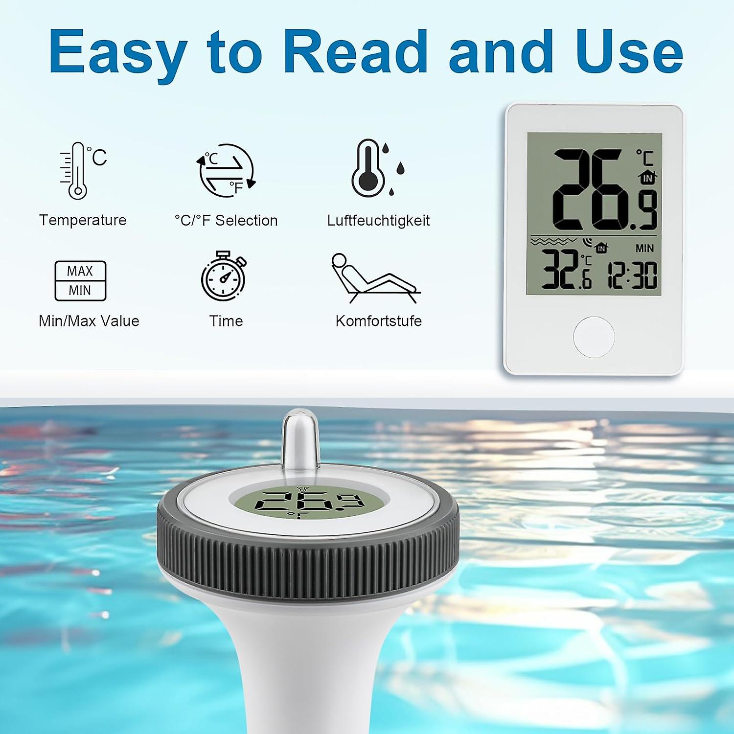Wireless Pool Thermometer Floating Easy Read, Digital Pool Thermometer ...