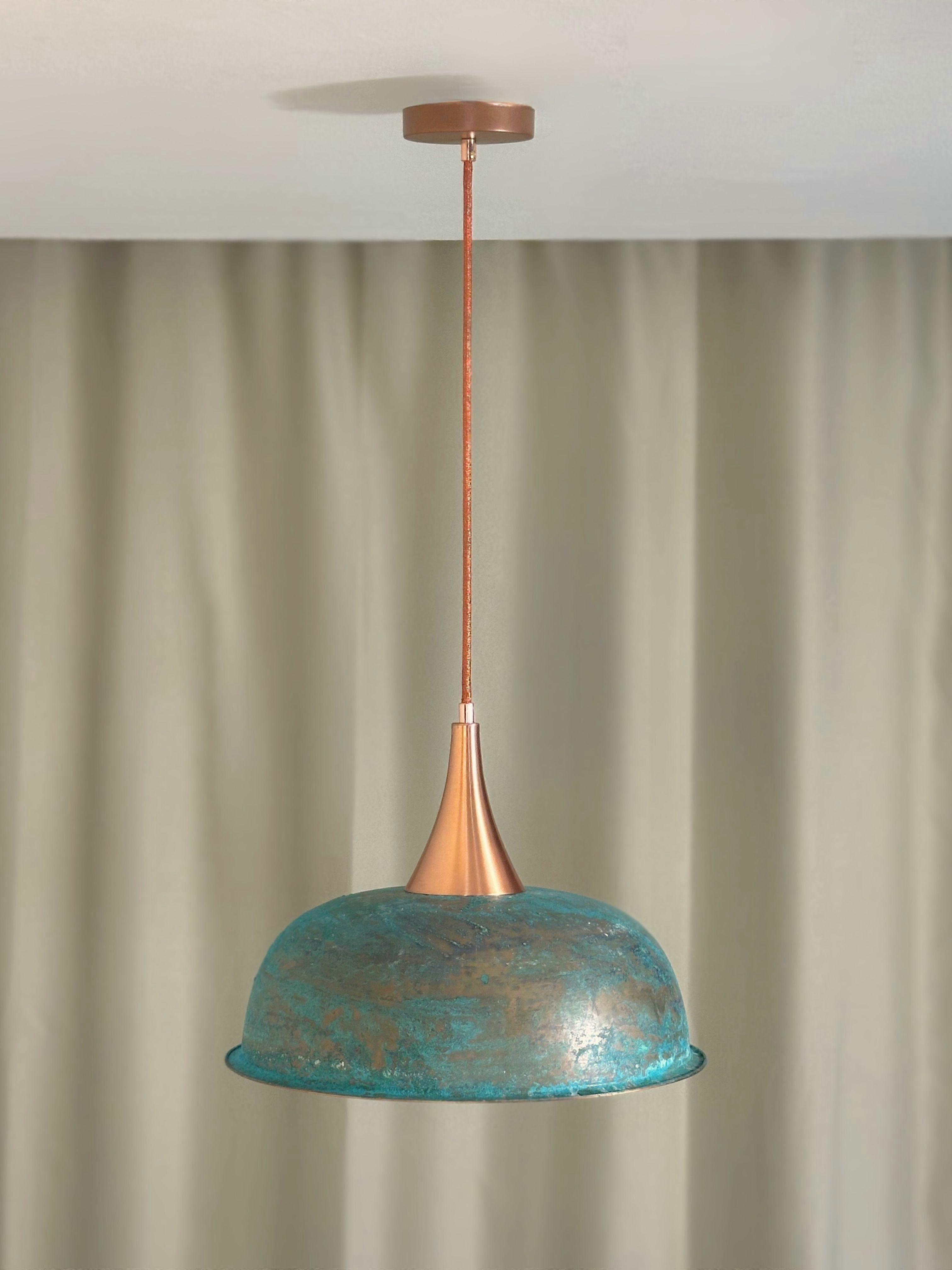 Copper Green Patina Pendant Light | Hammered Copper + Green Patina ...