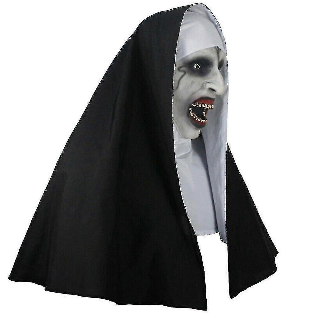 Nun Scary Latex Mask Halloween Party Town Nun Mask Cosplay Costume Full ...