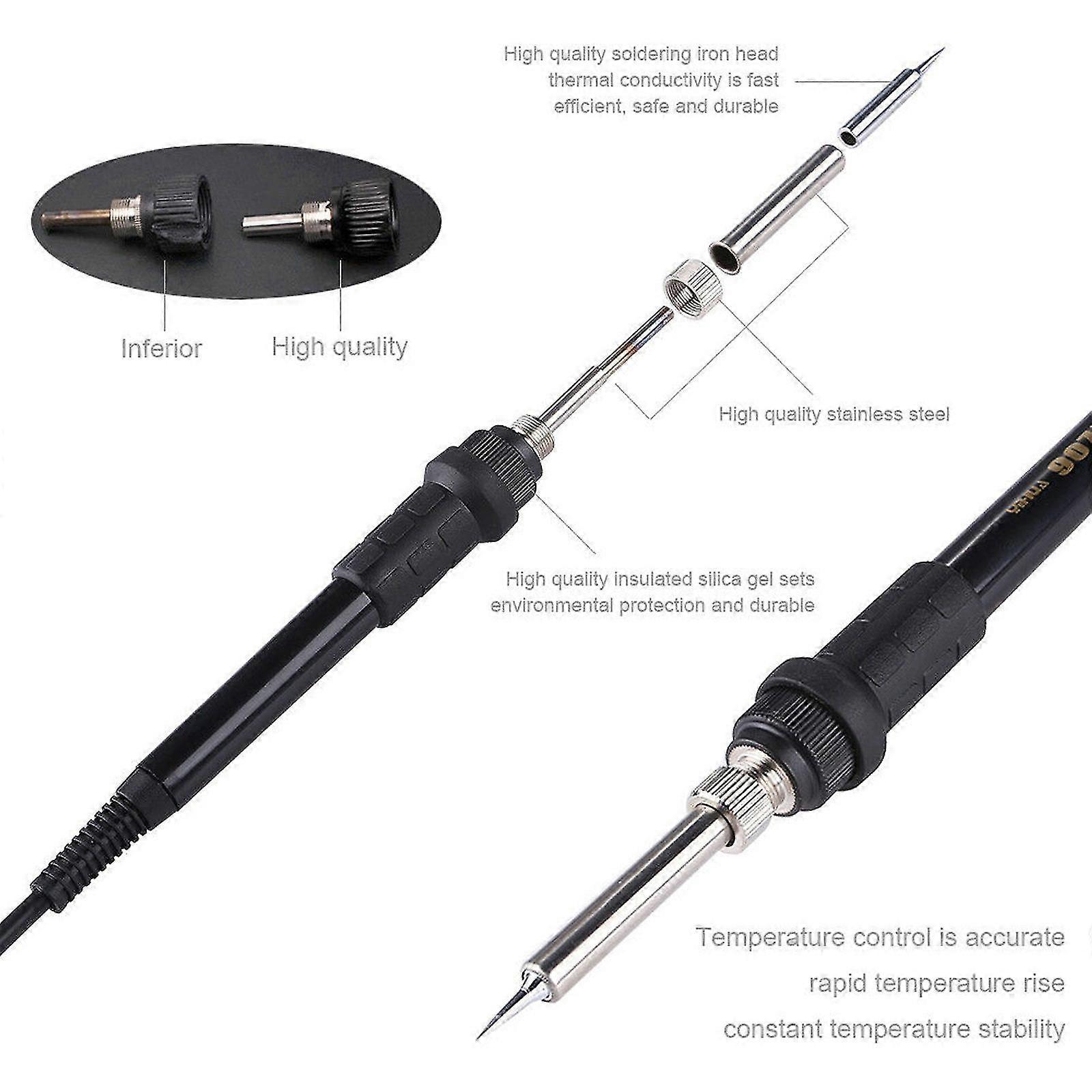 For yihua 937d digital soldering iron station hot air welding smd tool stand w/5 tips 60w ...