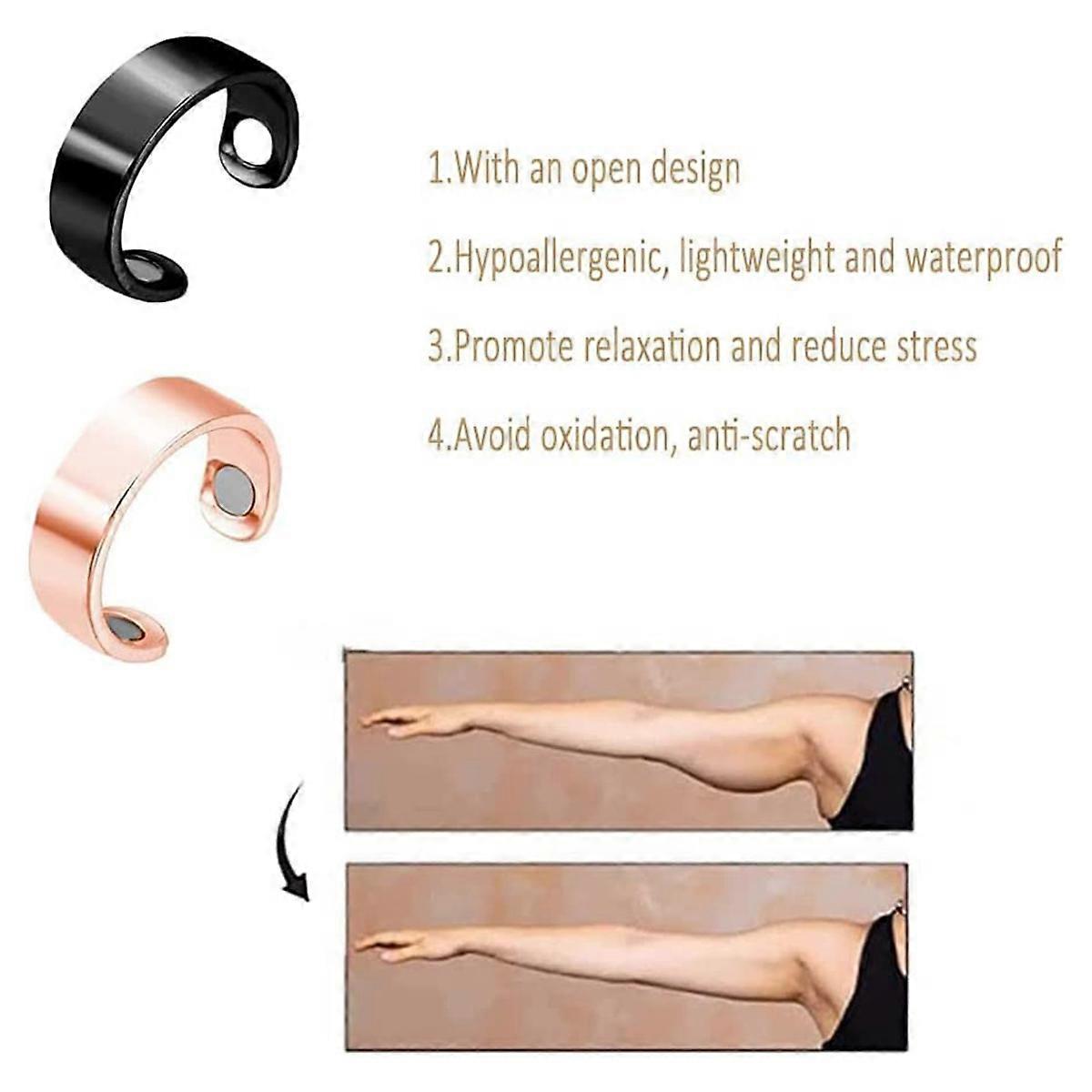 4-Pack Lymph Drainage Therapy Magnetic Rings, Adjustable Lymph Drainage ...