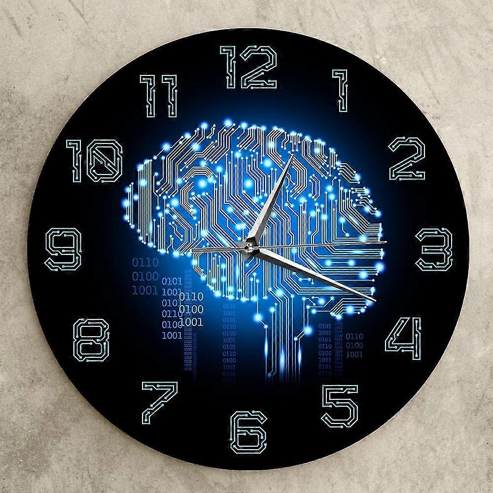 Modern Simple Binary Code Art Smart Brain Wall Clock Brain Line ...