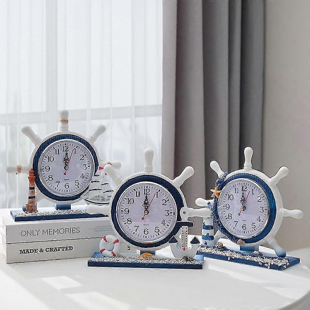 Mike Mediterranean-style Nautical Silent Tabletop Clock Wooden Clock ...