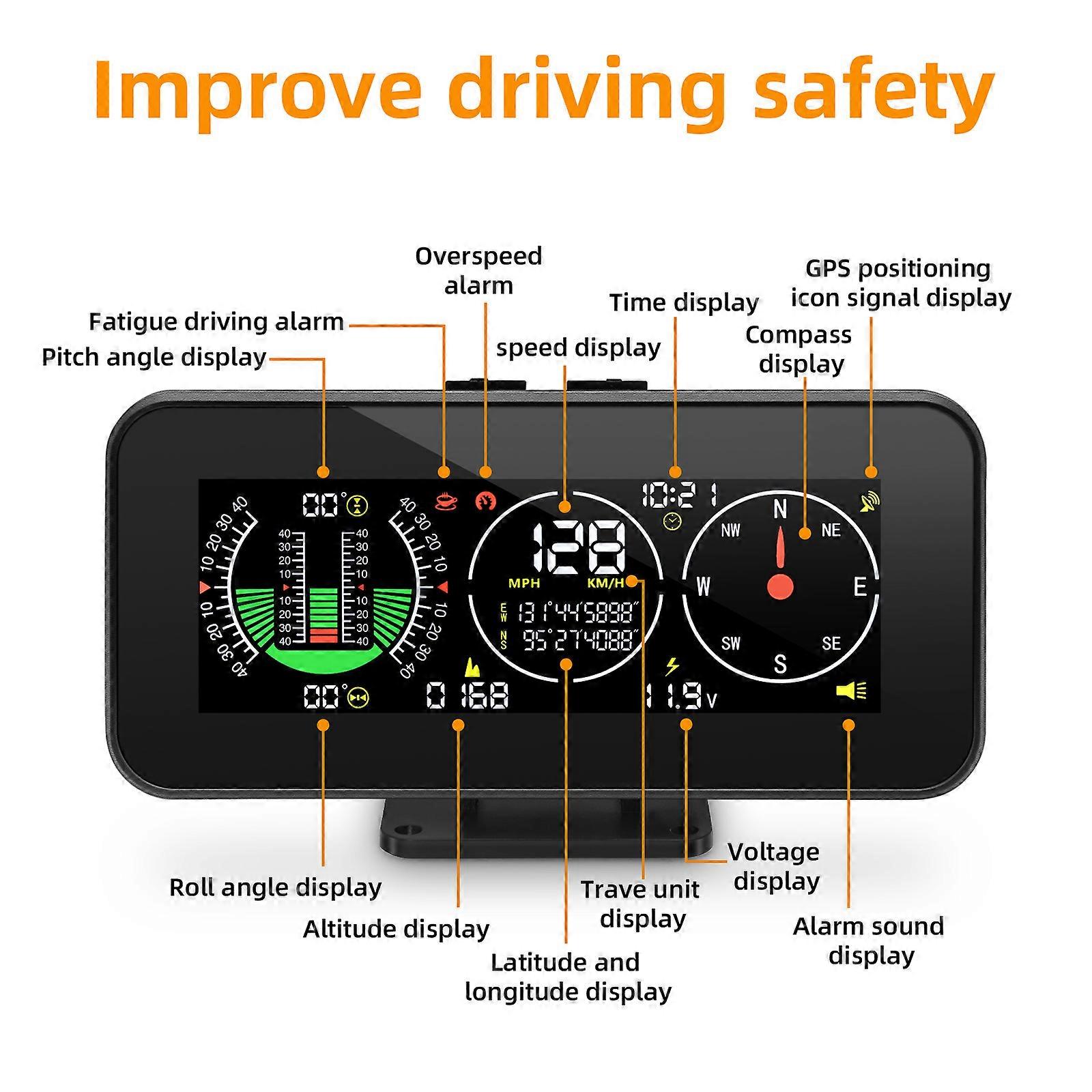 New Smart Car HUD Head Up Display Inclinometer Slope Indicator Meter ...
