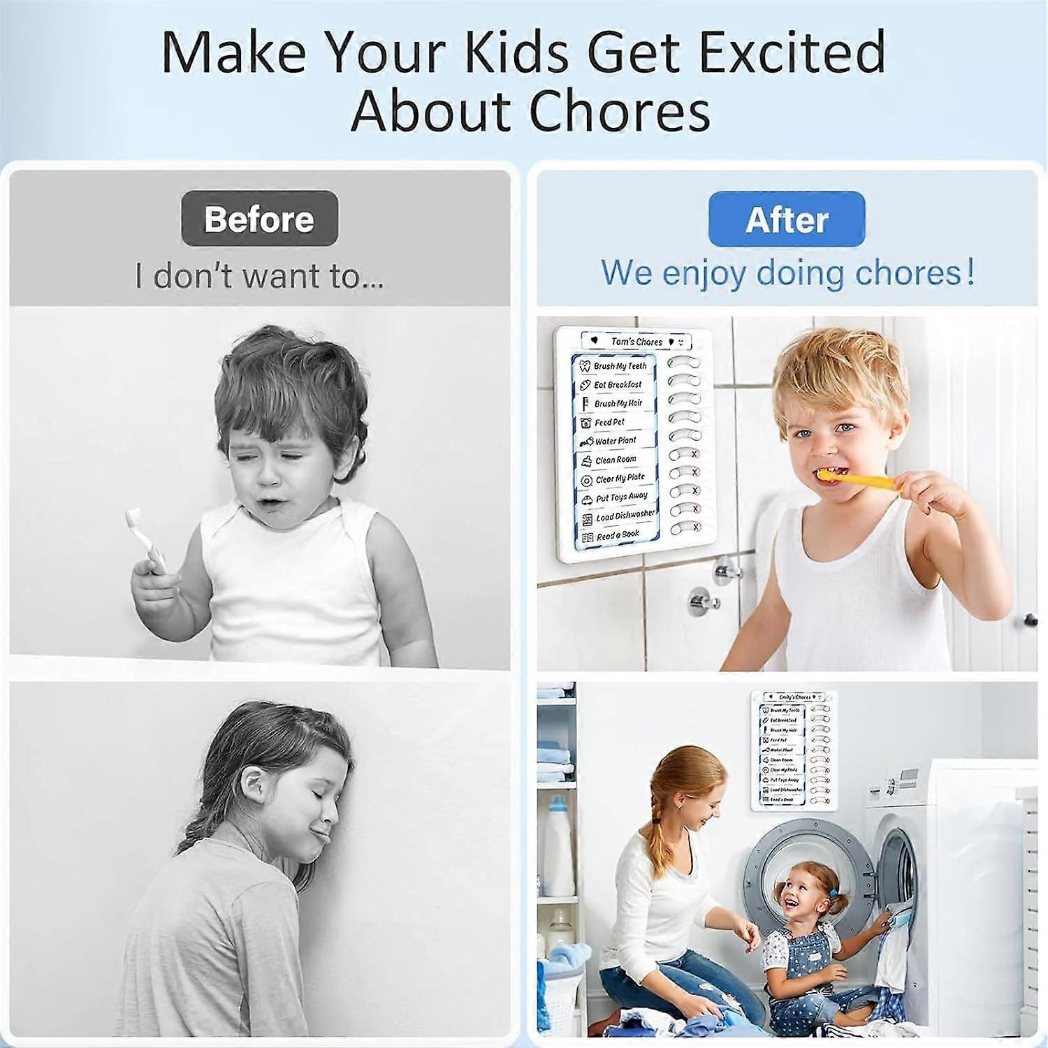 Chores Chart for Kids, Erasable Dry-Erase Chore Chart to Do List Board ...