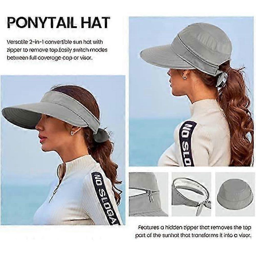 Hats for Women UPF 50+ UV Sun Protective Convertible Beach Visor Hat ...