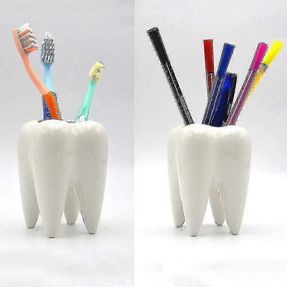 Ceramic Tooth Pencil Toothbrush Holder Pot Meat Plant Pot Home Office ...