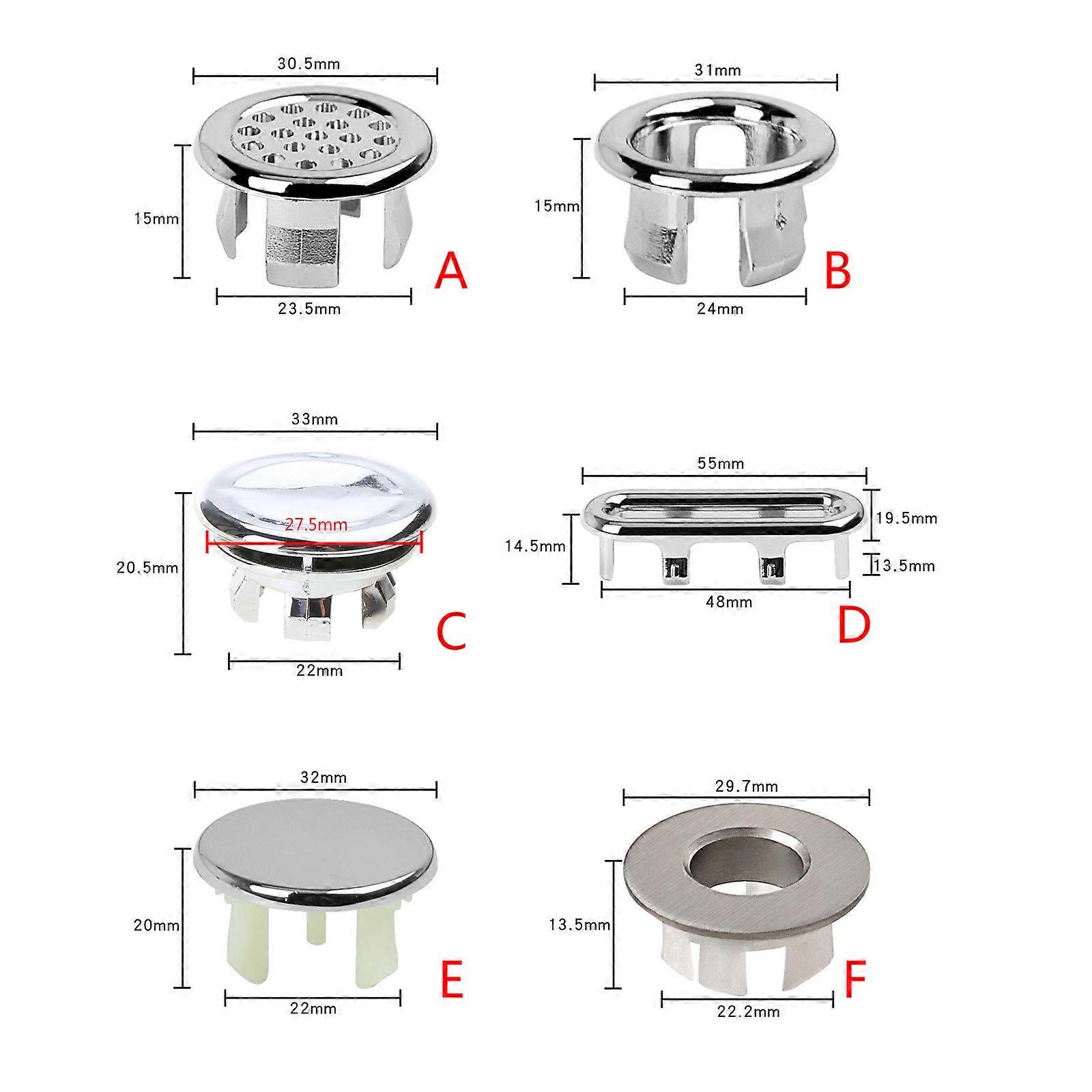 6 Pack Sink Overflow Rings Sink Hole Replacement Overflow Hole Round ...