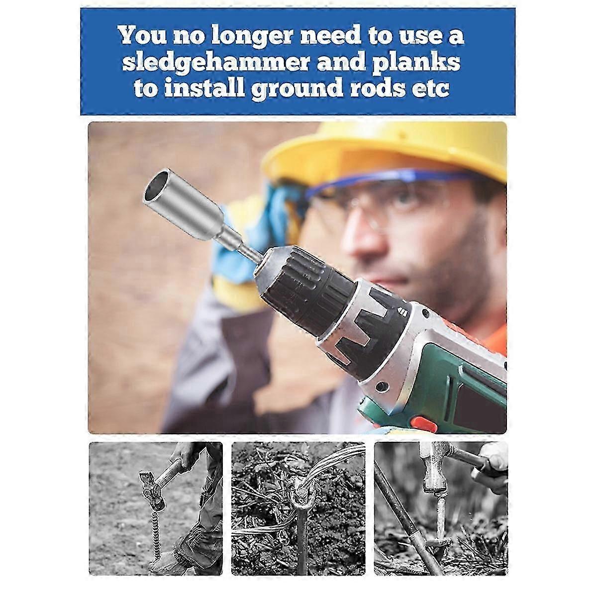 SDS Plus Ground Rod Driver Heavy Duty Grounding Rod Steel Drill Bit ...