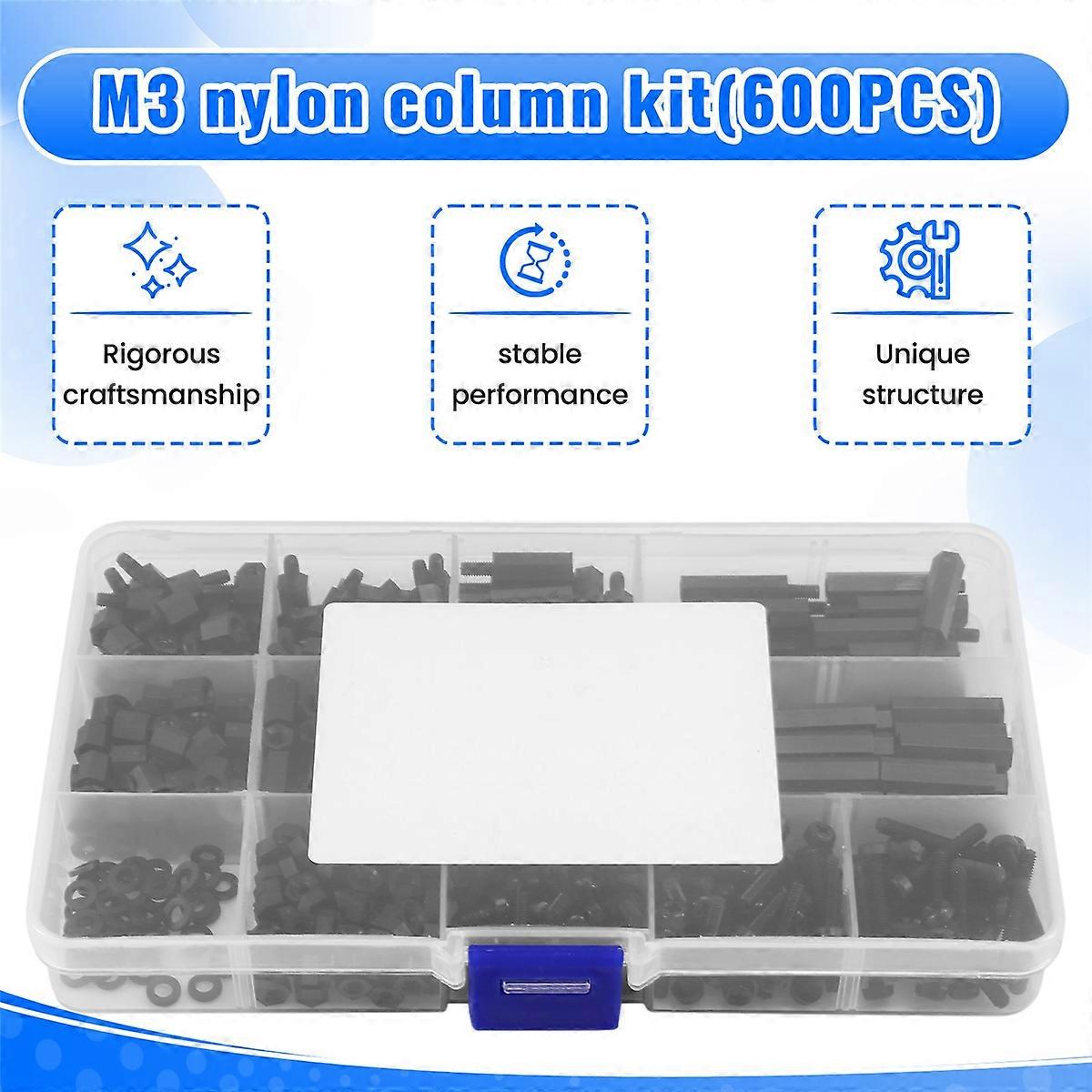600PCS Nylon Spacers Kit - M3 Male Female Hex Nylon Spacer Standoff ...