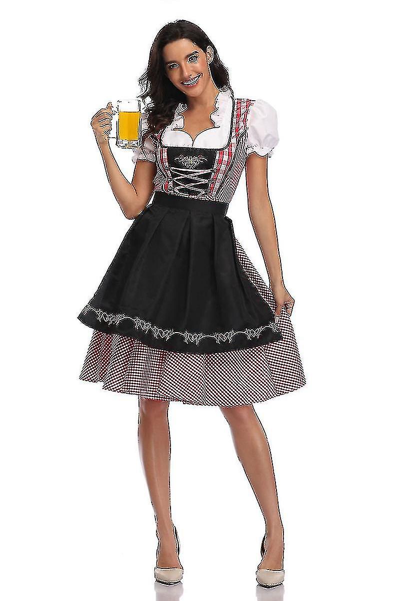 Womens Oktoberfest Beer Maid Costume Bavarian Traditional Dirndl Dress ...