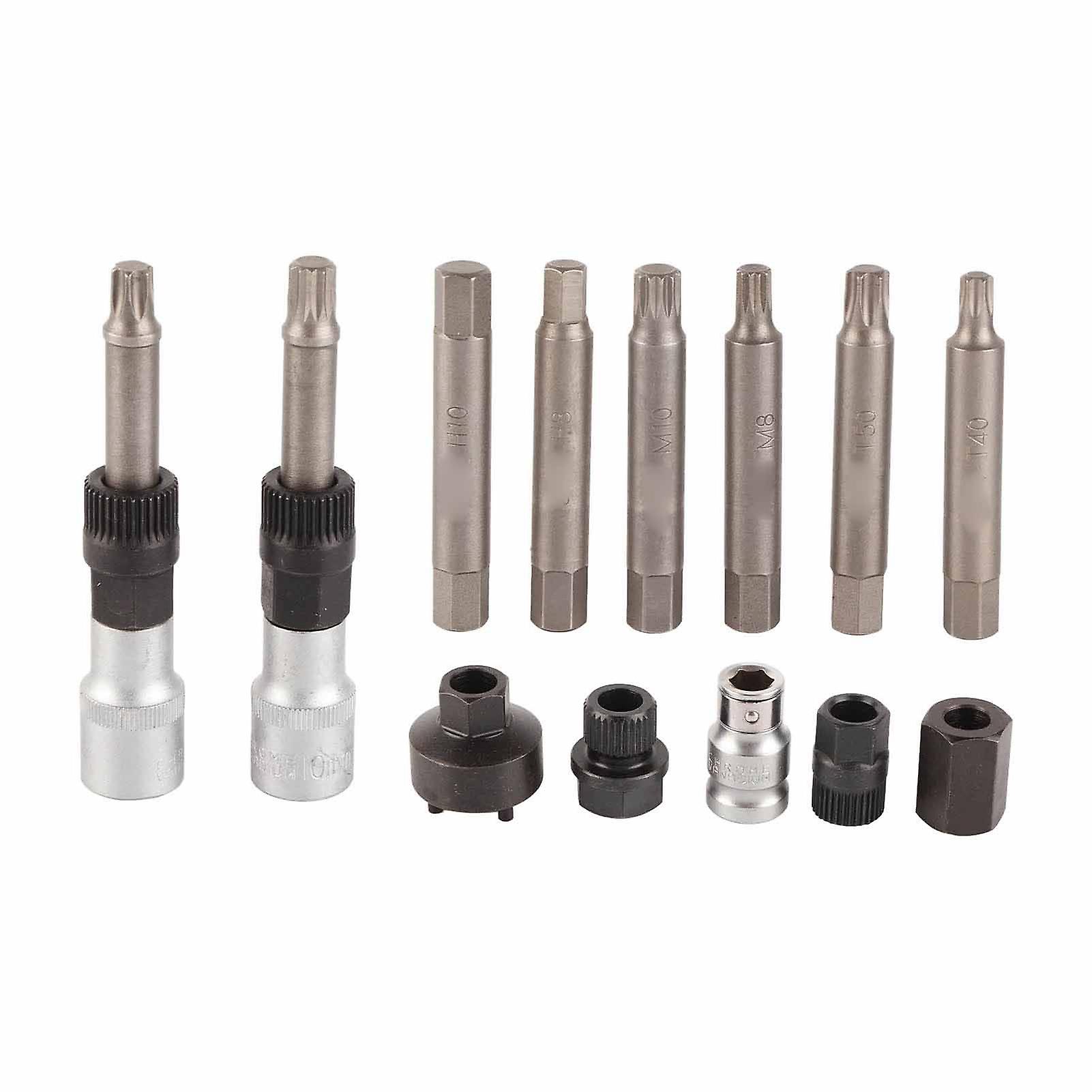 13 Pcs Alternator Pulley Tool Kit Freewheel Removal Decoupling Puller Socket Sleeve Drills ...
