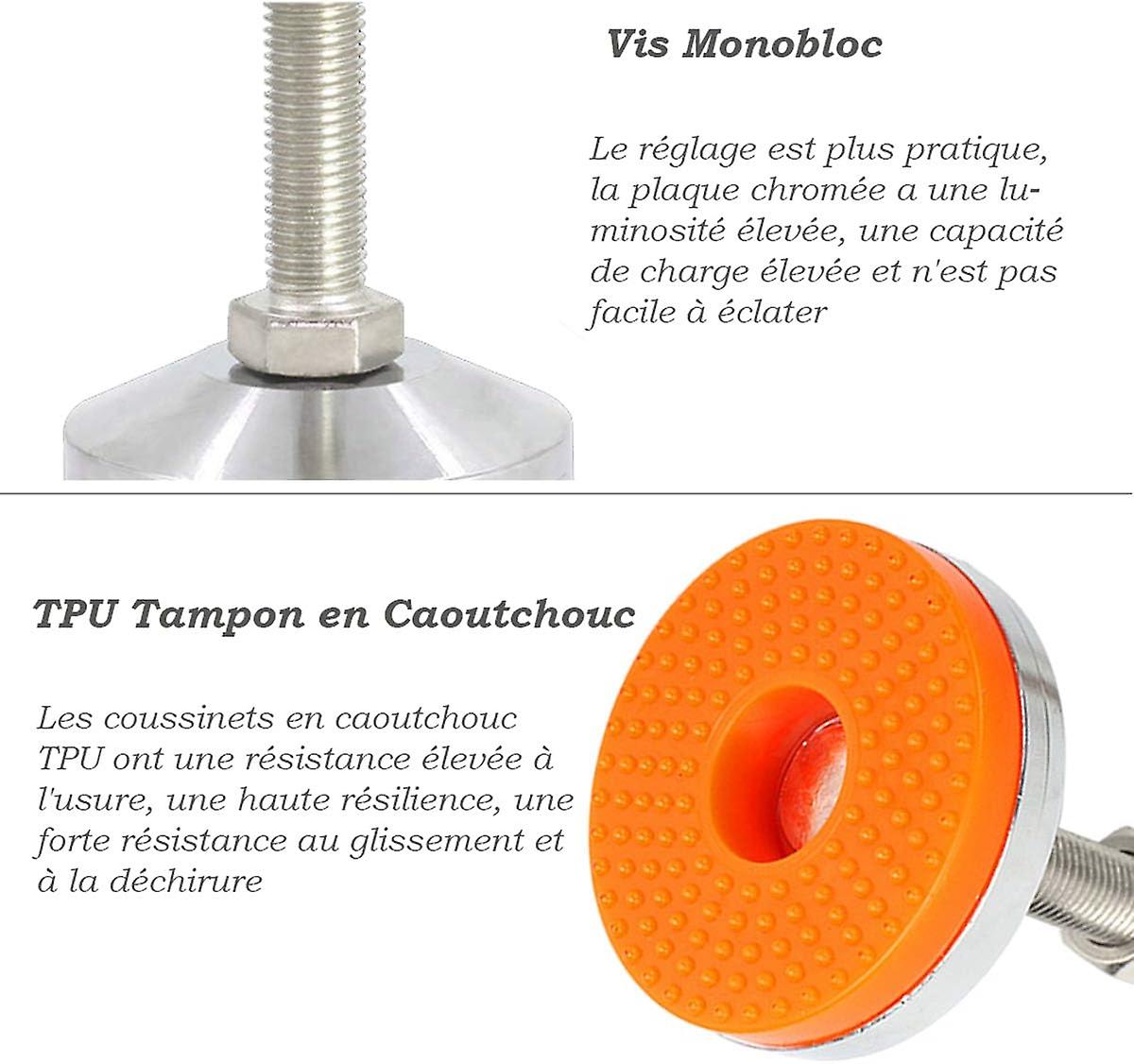 2pcs Threaded M10 Heavy Duty Furniture Leveling Feet Adjustable Steel ...