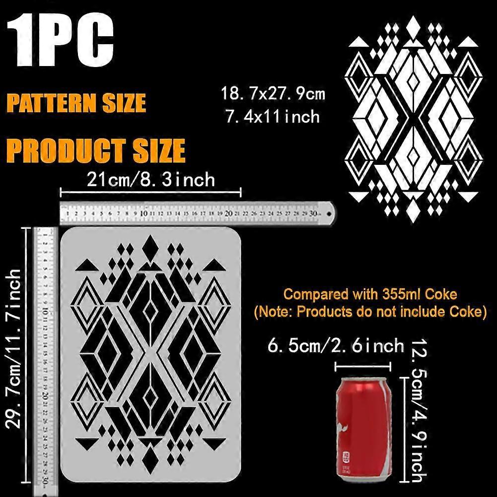 Aztec Pattern Painting Stencil 8.3x11.7inch Tribe Stencil Triangle ...