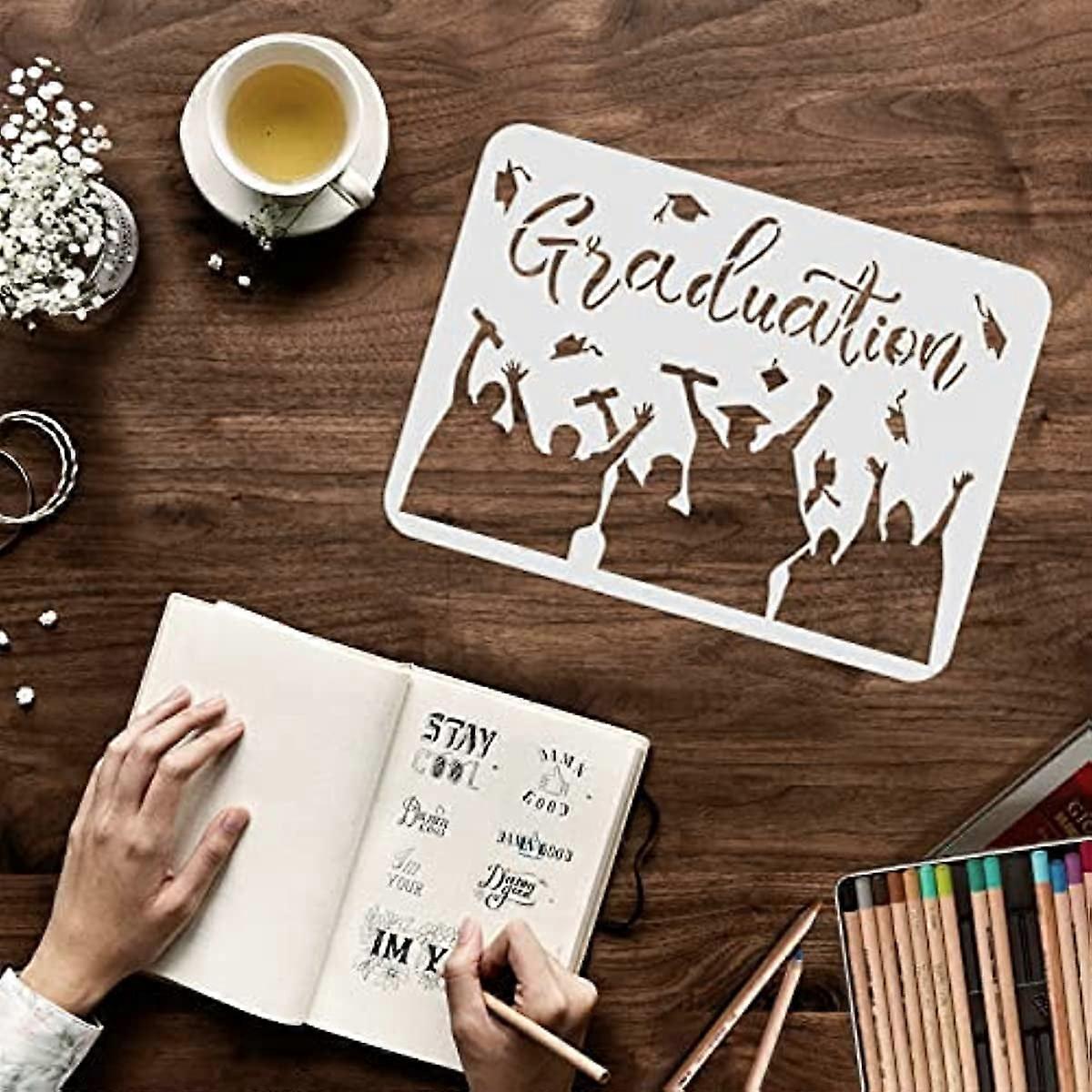 Happy Graduation Stencil Template Reusable Graduation Hat Stencil DIY ...