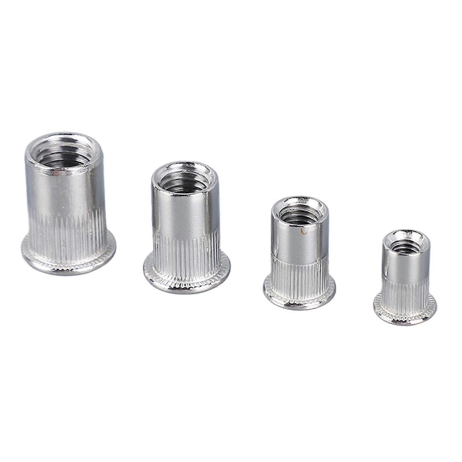 120Pcs Rivet Nut 304 Stainless Steel Flat Head Threaded Knurled Insert ...