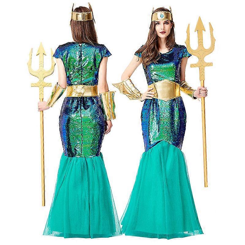Ancient Greek Sea Siren Cosplay Mermaid Queen Costume Halloween ...