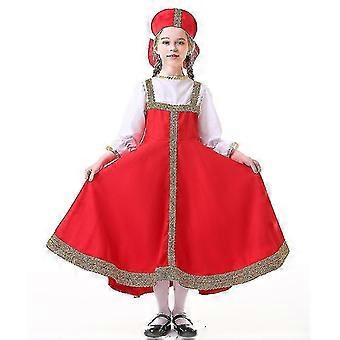 Russian Dance Girl Costume Red Sarafan Folk Fancy Dress Kids/woman ...