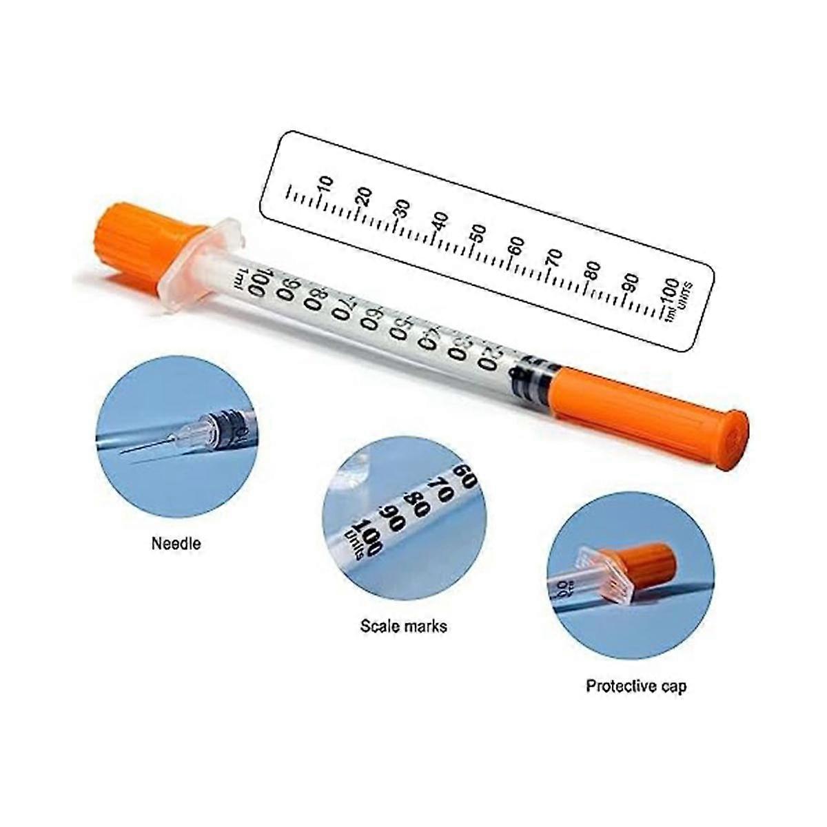 Disposable Sterile Syringe 1Cc 30Ga 1/2 Inch Needle,Individual Package ...