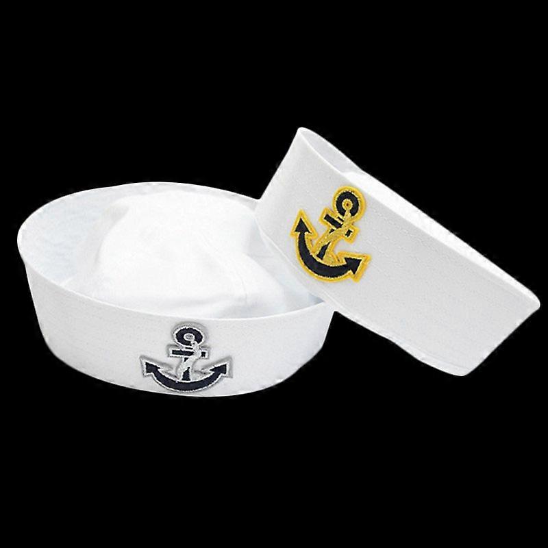 Military Hats Sailors Captain White Hat Navy Marine Cap With Anchor Sea ...