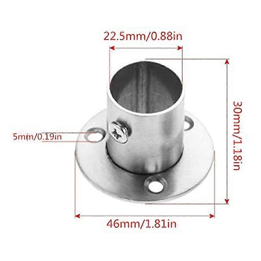 22mm 2 Pieces Stainless Steel Round Tube Bracket, Rod Flange Set ...