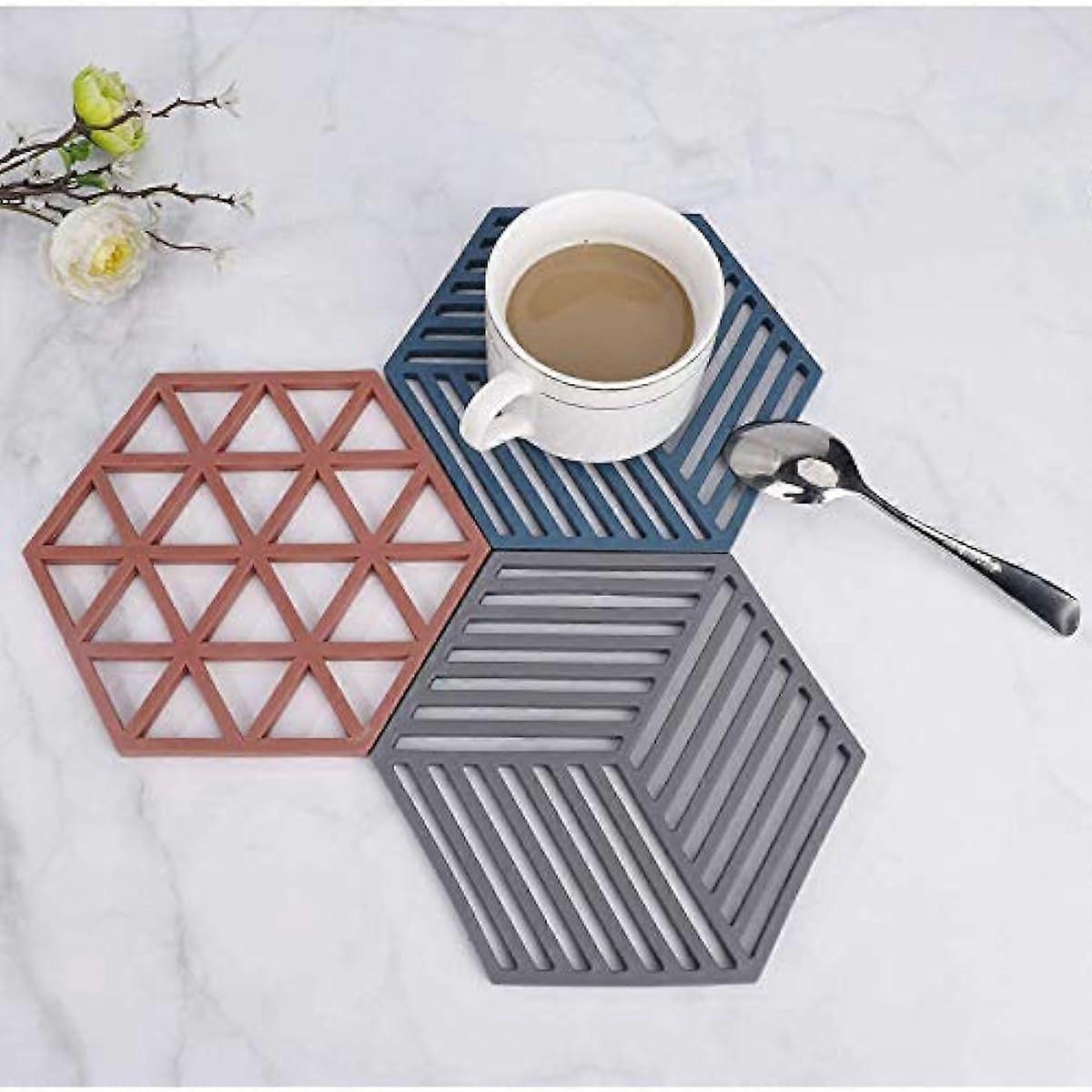 Pack of 6 Heavy Duty Non-Slip Hot Pads Trivets Coasters for Hot Pots ...