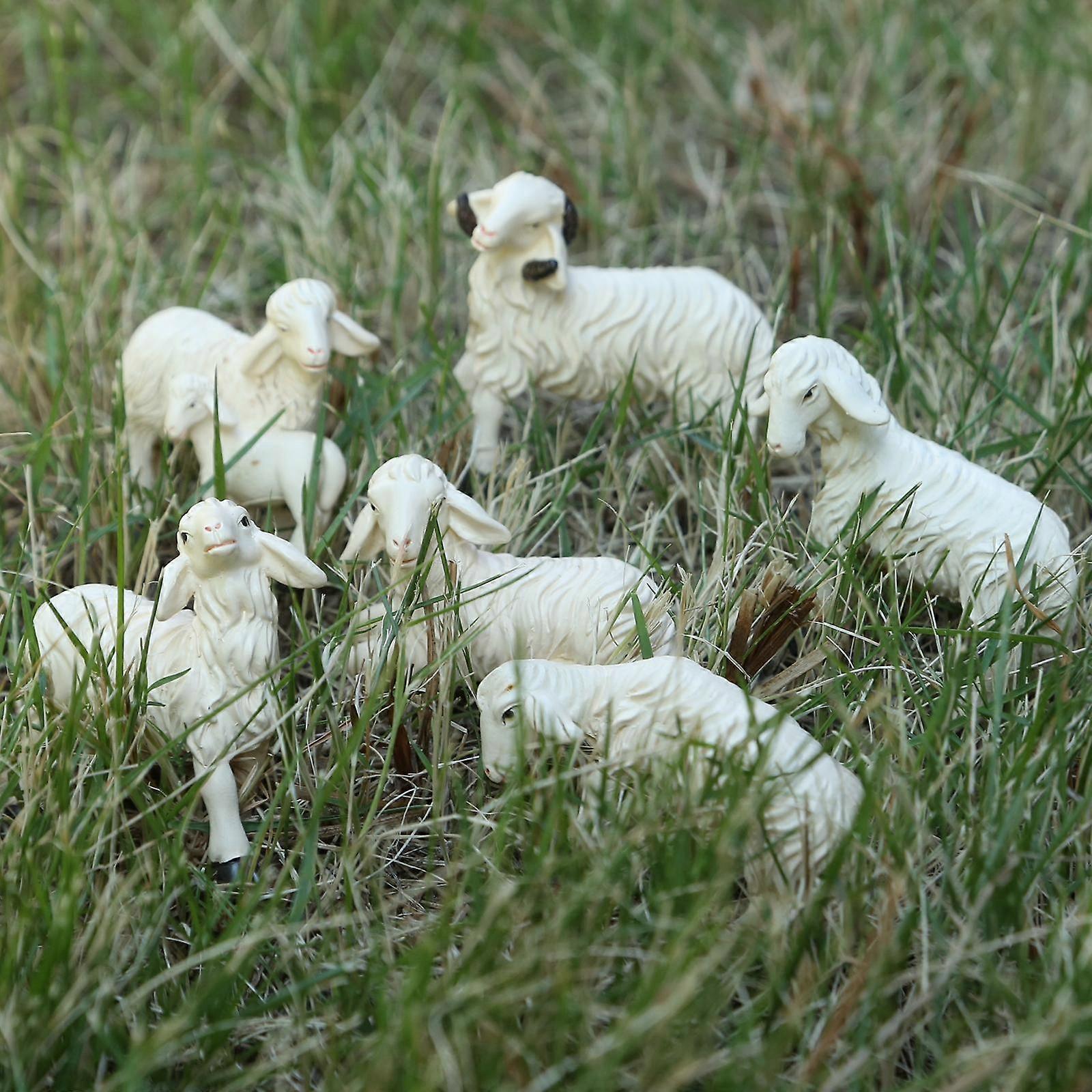 6Pieces/Set Dollhouse Miniature Sheep Figurine Lamb Garden Statue Farm ...