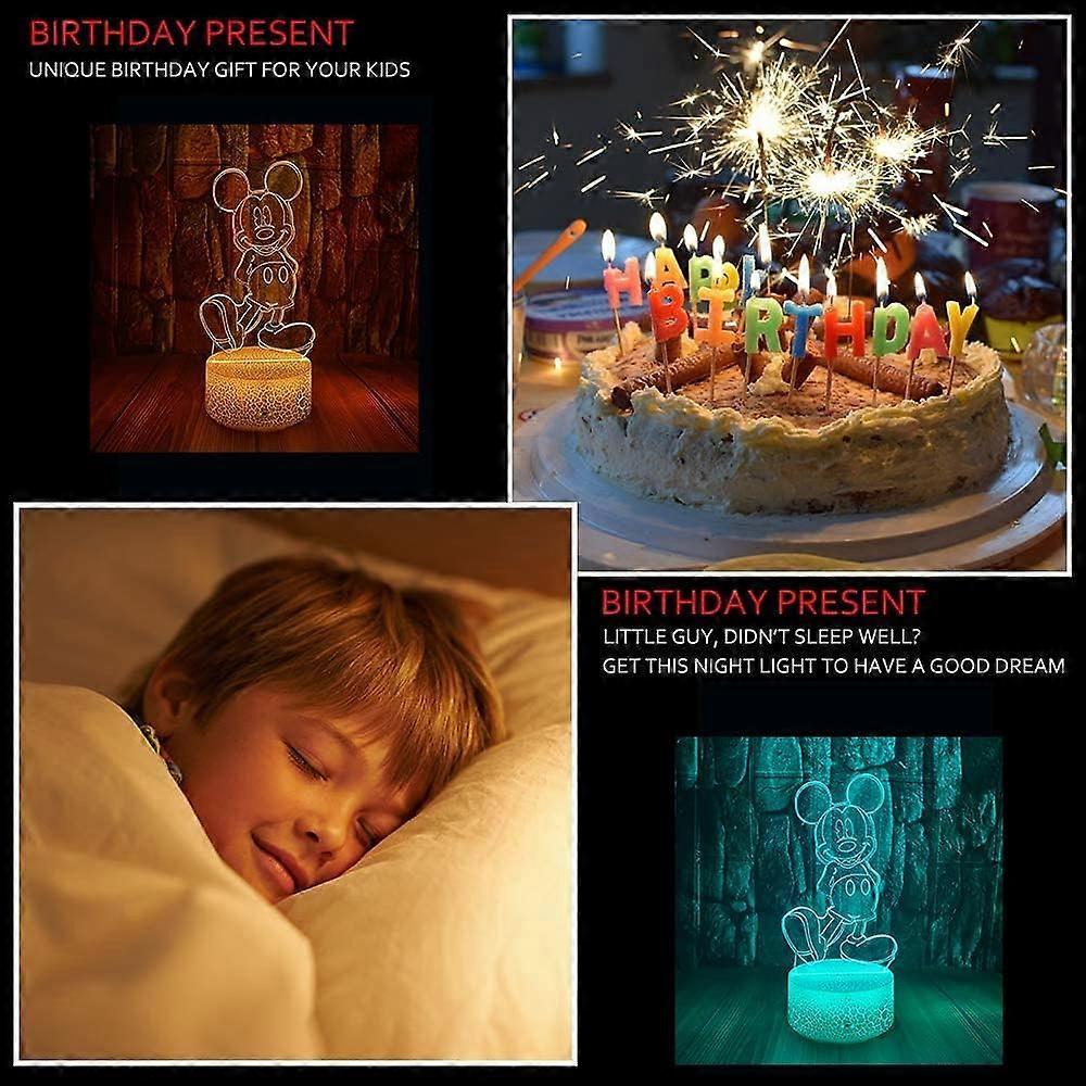 Cute Mickey Mouse Anime Character Toys 3D LED Optical Illusion Bedroom ...