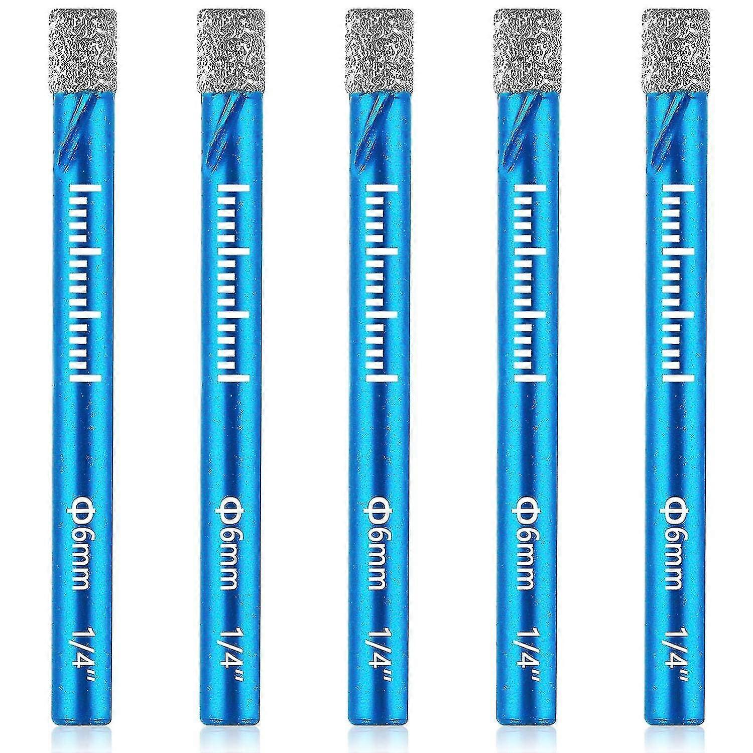 Tile Drill Bit, 5pcs 6mm Vacuum Brazed Diamond Drill Bits Brazed Tile ...