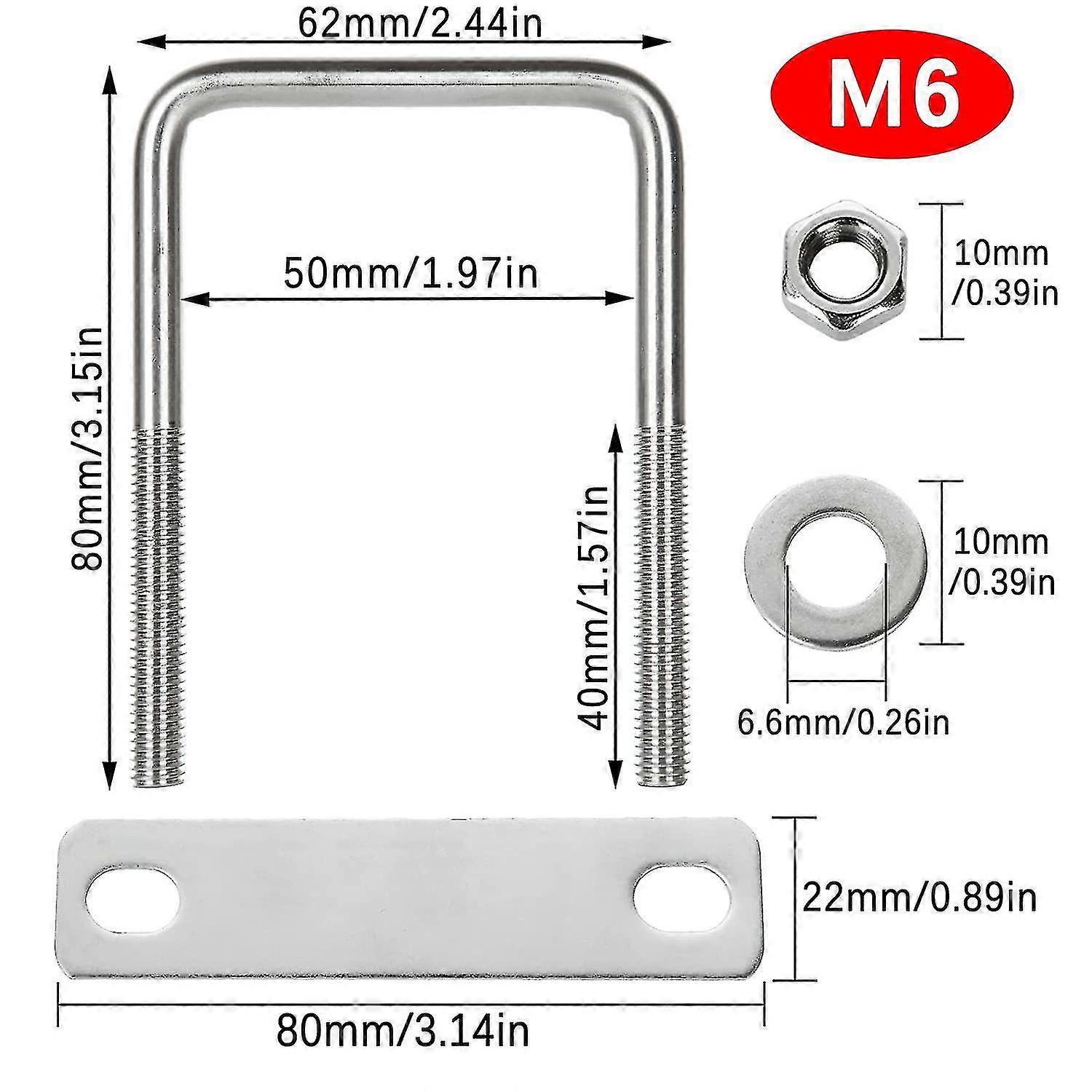4 Pieces Fixing Clamp, U Bolt Fixing, U Bolt, Roof Box Fixing, Durable ...
