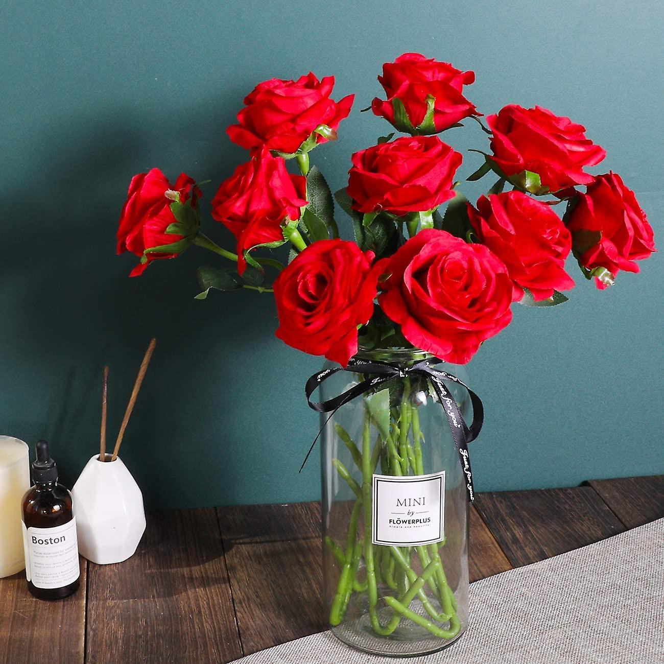 Artificial Roses Silk Flowers Fake Single Stem Blooming Bridal Bouqets ...
