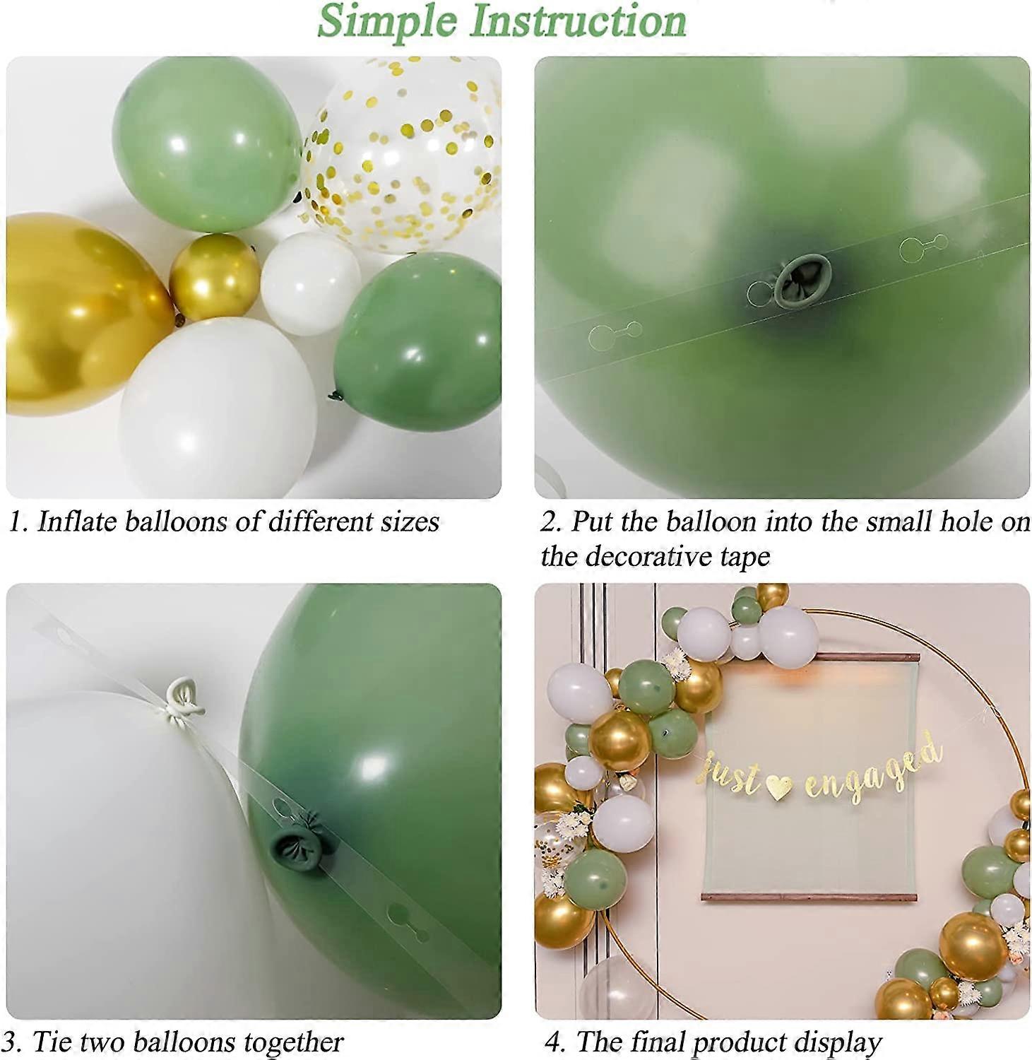 Sage Green Balloon Garland Arch Kit Olive Green Gold White Balloons for Baby Shower Birthday ...