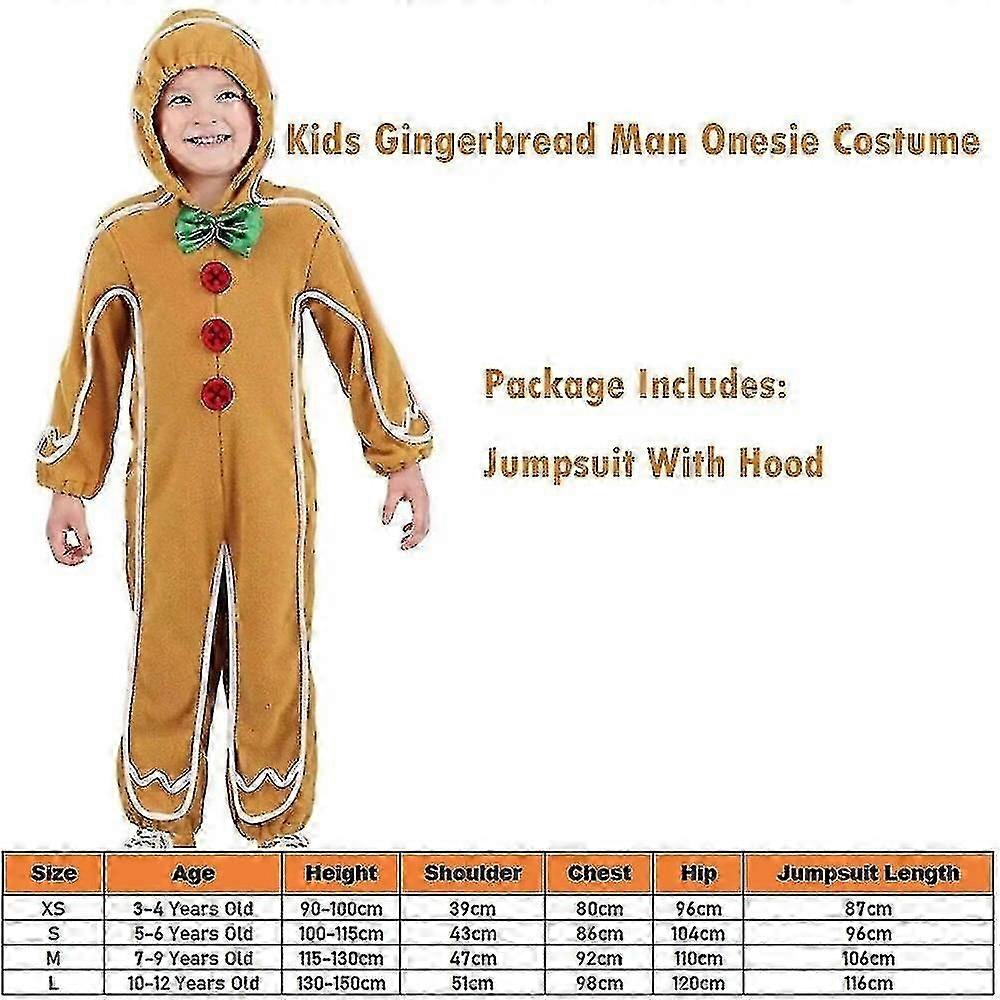 Children Gingerbread Man Costume Christmas Outfit Funny Cosplay Hooded ...