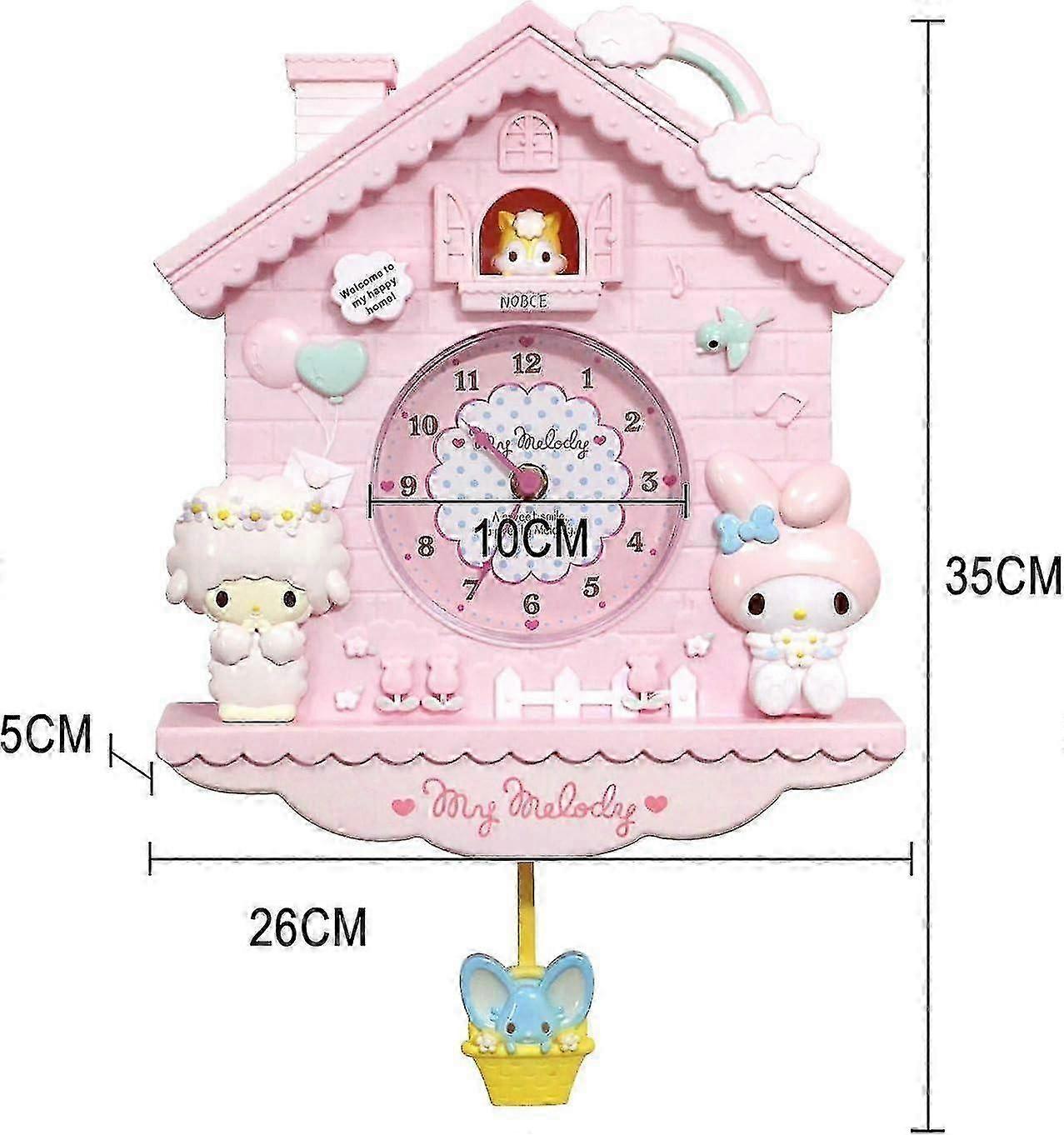 Kids Wall Clock 12 Inch Cartoon Swing Girls Children Wall Clock Quartz ...