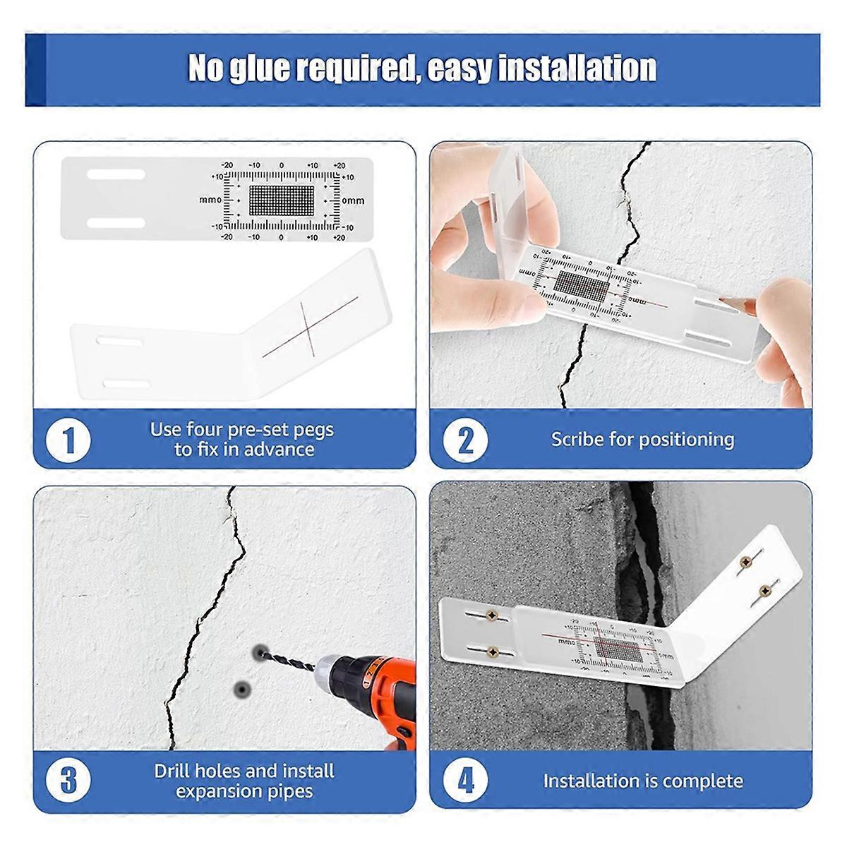 3 Pcs Crack Monitor, Crack Monitoring Record, Concrete Crack Monitor ...
