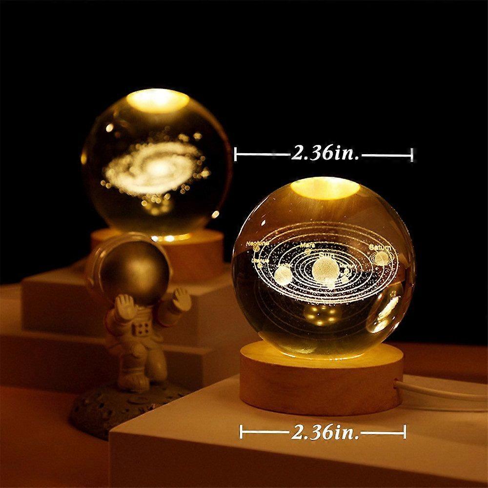 3D Crystal Ball Night Light, USB 3D Solar System Crystal Ball, Unique ...
