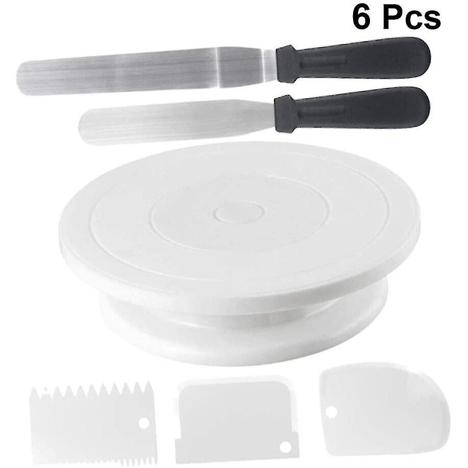 Cake Stands Hemoton Rotating Cake Stand Icing Spatula And Smoother ...
