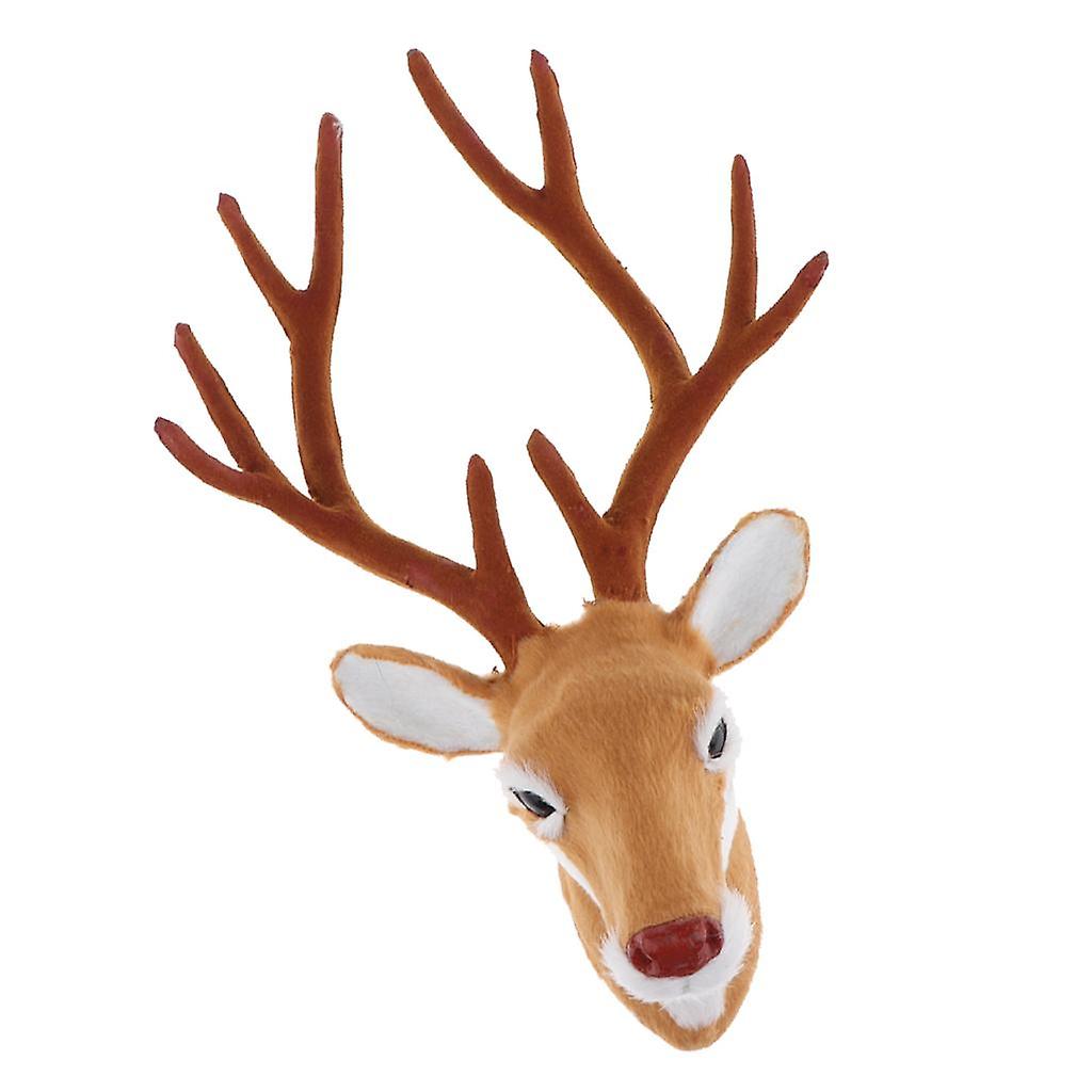 Realistic Stuffed Deer Head Model Toy Faux Fur Animal Home Ornament ...