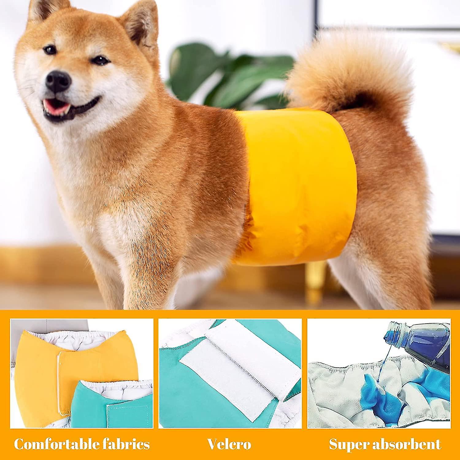 Male Dog Nappies, 3pcs Washable Pet Dog Incontinency Nappies Belly Band ...