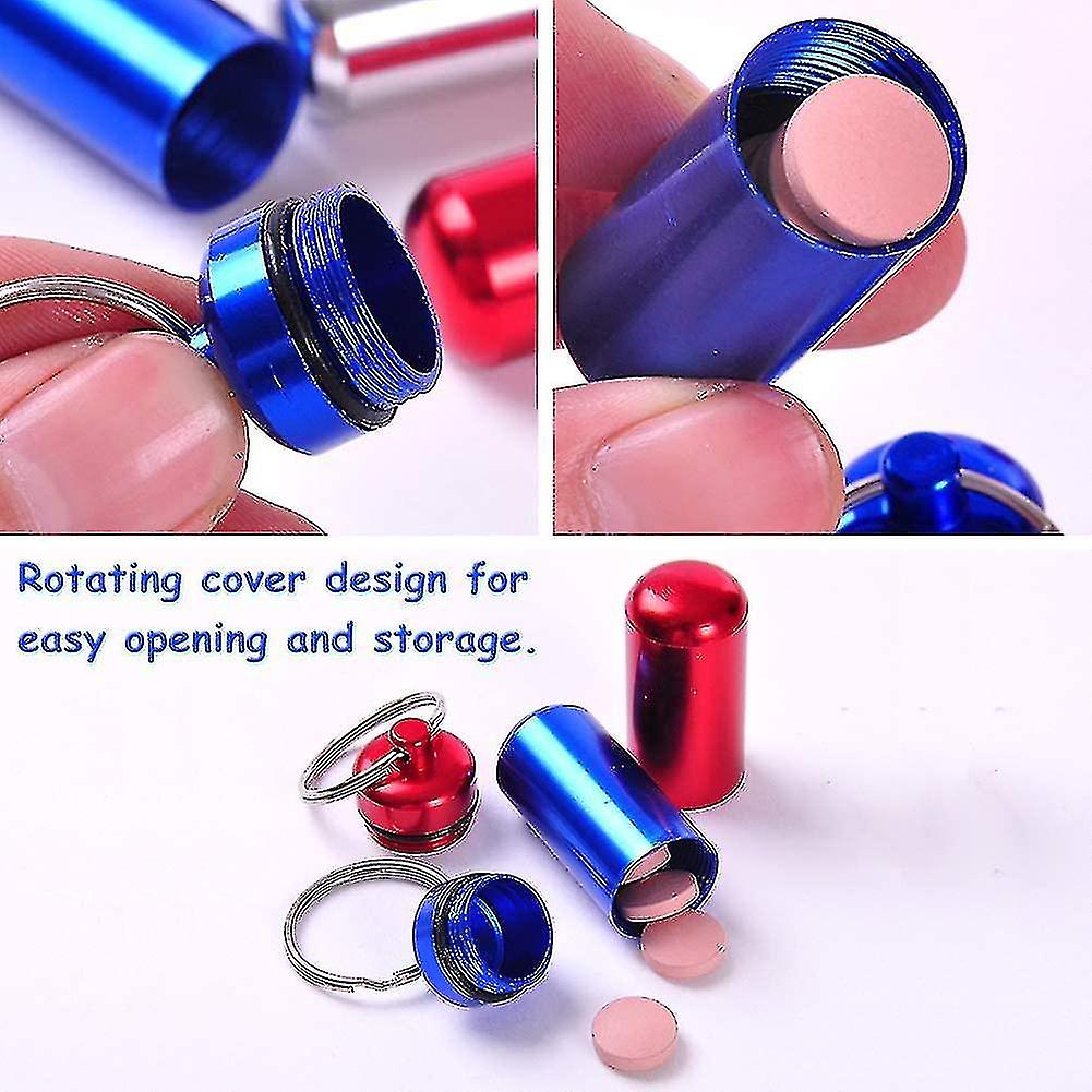Waterproof Pill Bottle Aluminum, 8pcs Outdoor Capsule Keychain ...