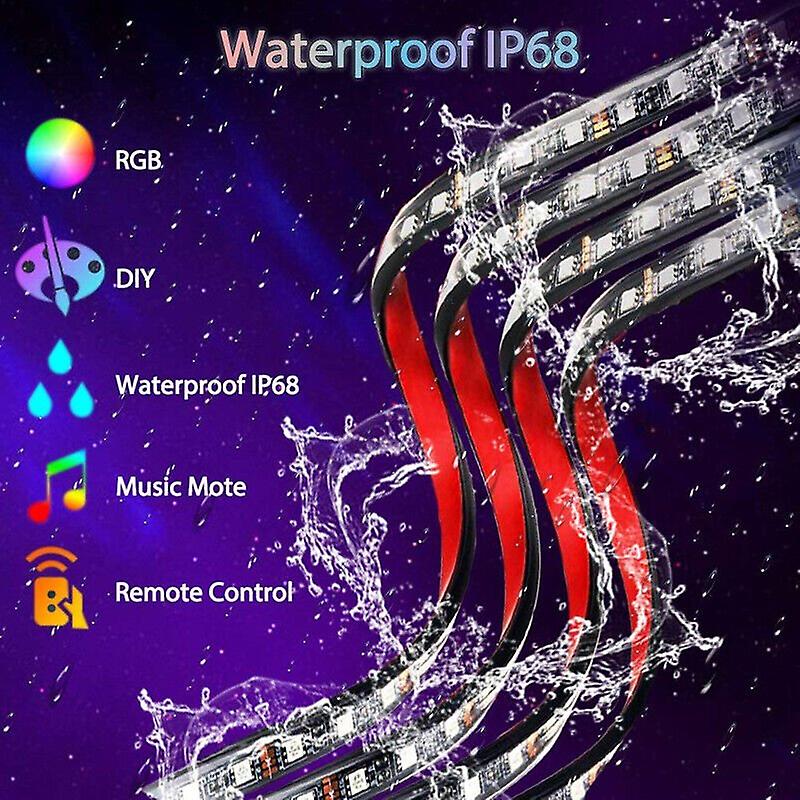 2X 120cm+ 2x 150cm Rgb Led Underglow Body Neon Light Kit App Under Car ...