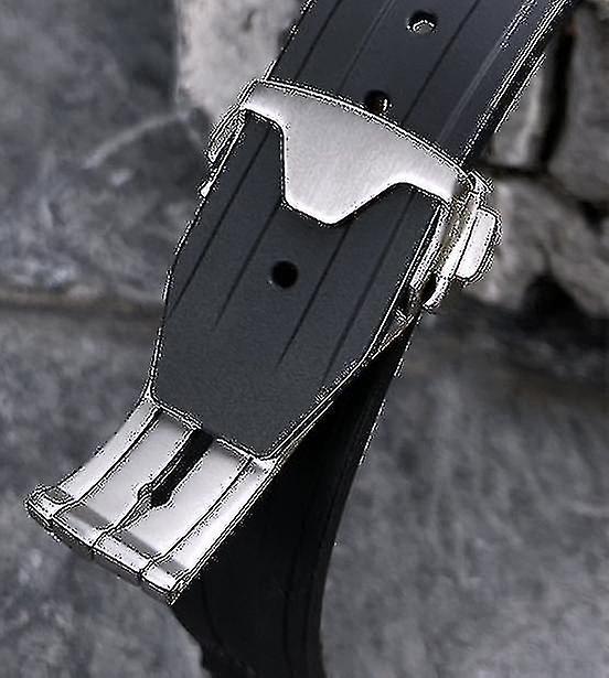 Rubber Strap Silicone Black Watch Band Men's Wrist Belt For Omega ...