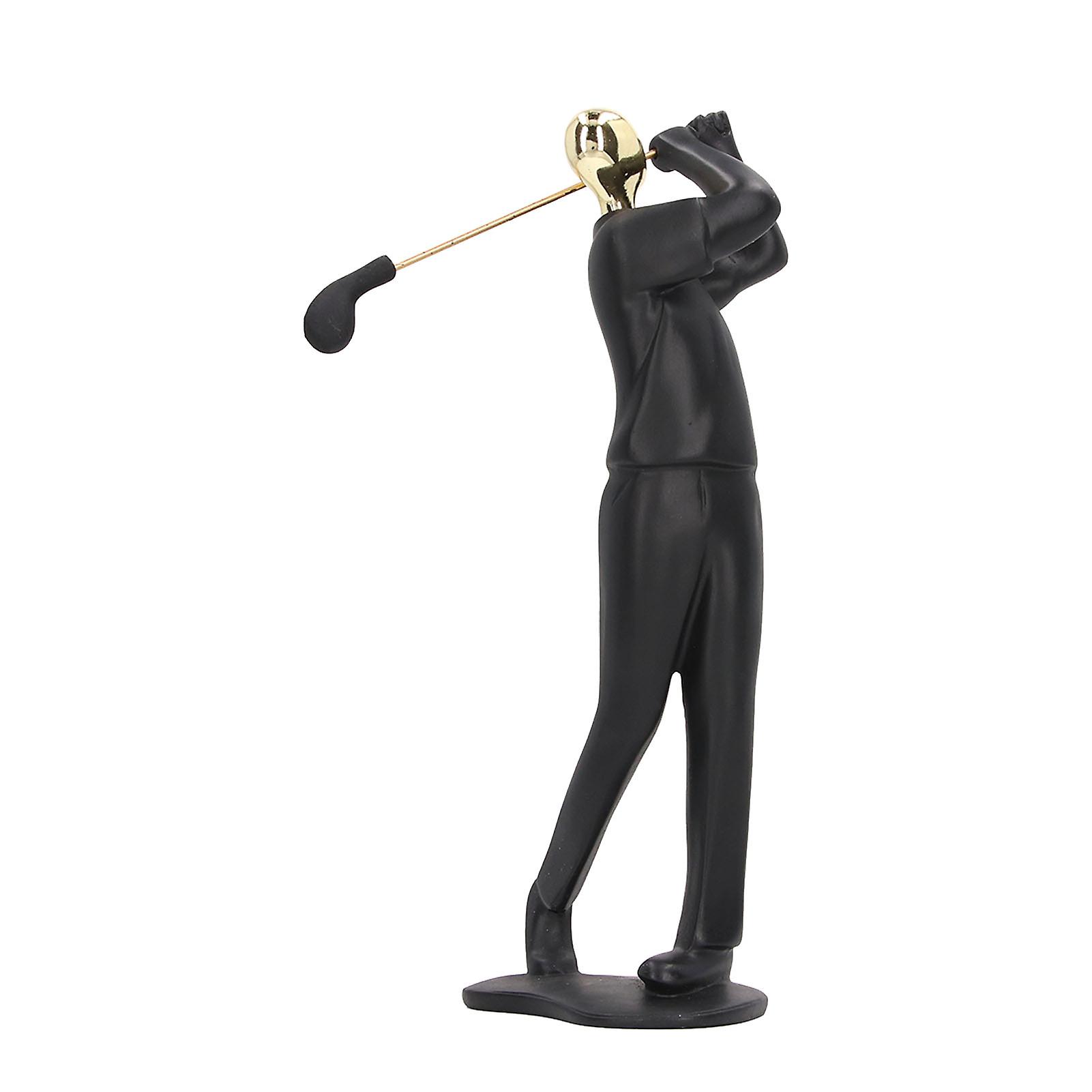 Matte Black Golfer Figurine - Antislip Base Sculpture for Bookshelf and ...