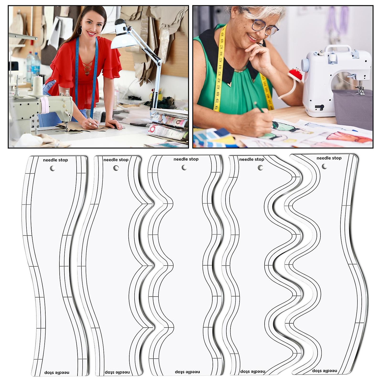 5 Pcs Quilting Templates Free Motion Stencils Wave Acrylic Ruler Set ...