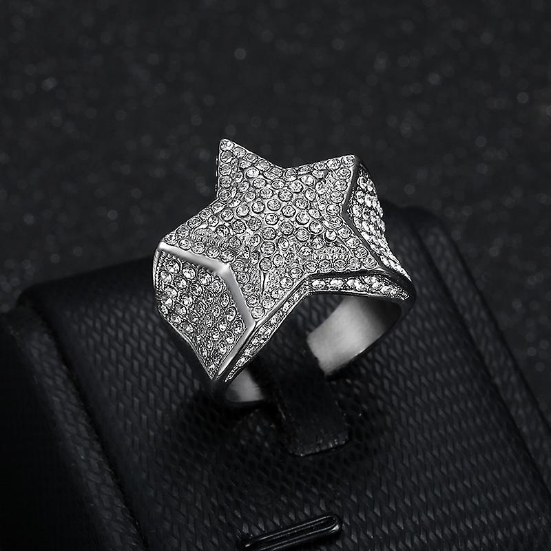 Hip Hop Bling Iced Out Stainless Steel Star Rings For Men Rapper ...