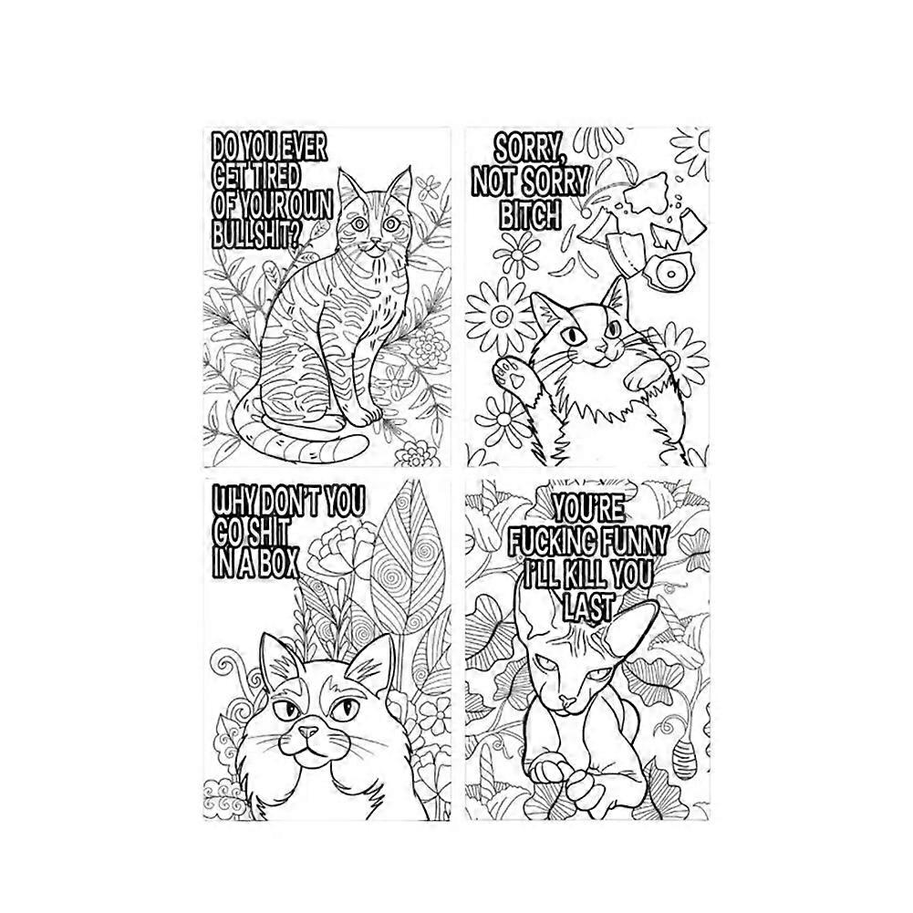 Swearing Cats Cat Coloring Book Drawing Handmade Coloring Drawing ...