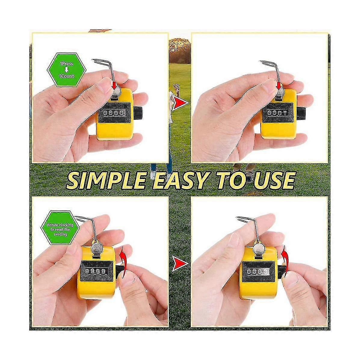 6 Pcs Hand Counter 4 Digit Mechanical Palm Click Counter Assorted Color ...