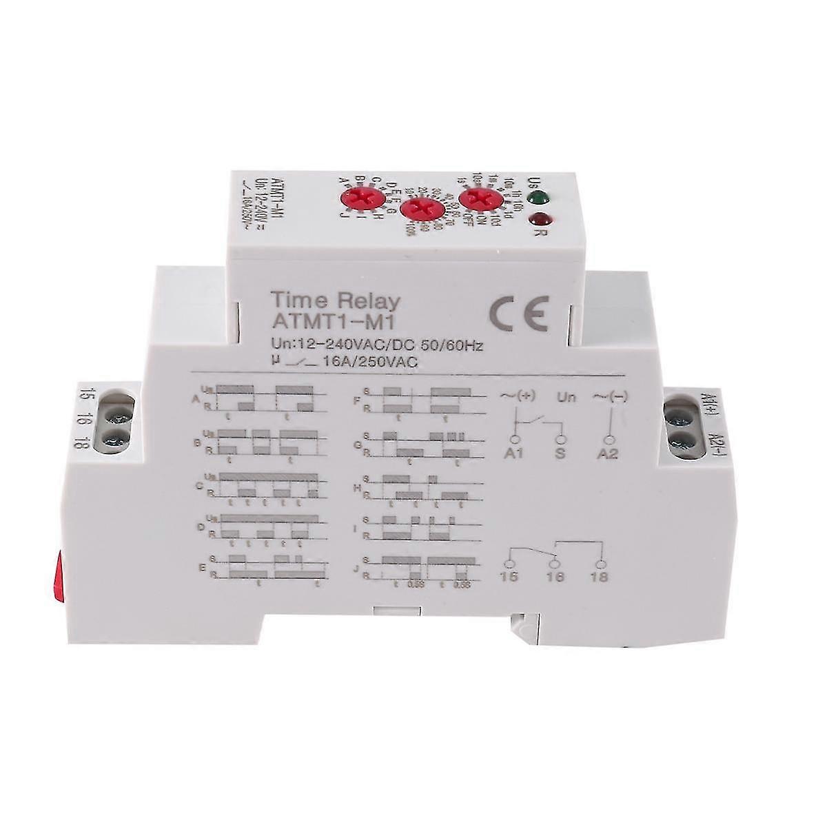 12-240vac/dc Din Rail Type Time Delay Relay 16a/250vac Multifunction ...