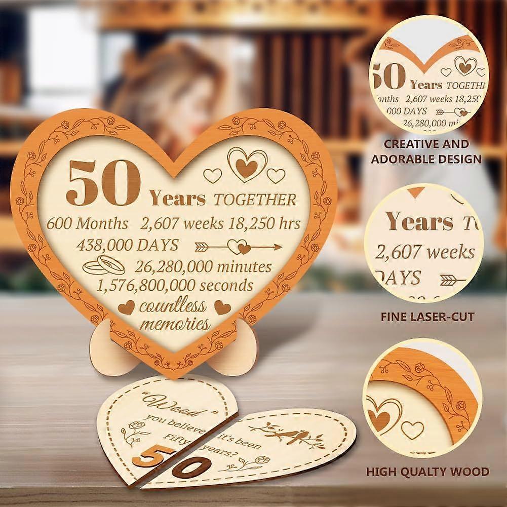 Heart Shape Happy Commemorative Card 50 th Wood Commemorative Cards for ...