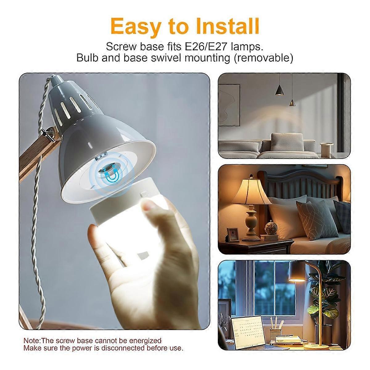 Rechargeable Battery Operated Light Bulbs, 300LM E26 Screw in Light ...